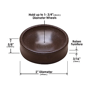 Slipstick CB605 Small Furniture Wheel Caster Cups/Floor Protectors with Non Skid Rubber Grip (Set of 4 Gripper Cups) 2 Inch Round - Chocolate Brown