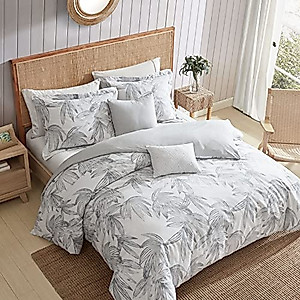 Tommy Bahama- King Duvet Cover Set, Reversible Cotton Bedding Set, Includes Matching Sham(s) with Bonus Throw Pillow Covers (Kayo Grey, King)