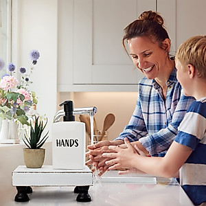 KIBAGA Decorative Wood Riser For Display - Beautiful Wooden Farmhouse Pedestal Stand Uniquely Displays Your Decorations - The Perfect Display Tray for Your Home and Kitchen Decor