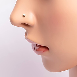 Demira Jewel's 14K Yellow Gold Real Diamond 6 Prong Nose Stud | 8MM Internally Threaded Screw Back Nose Stud