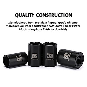MIXPOWER 1/2-Inch Drive Shallow Impact Socket Set Metric Size 10mm-32mm CR-V 6-Point Mechanic and Repair Project 20-Piece 1/2" Shallow Sockets Set with Extension Bar and Universal Joints