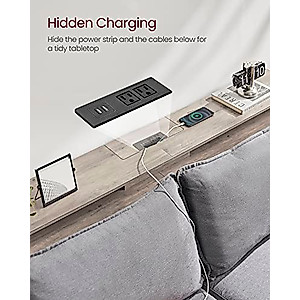 VASAGLE Narrow Console Table - 70.9 Inch Sofa Table with 2 Outlet and 2 USB Ports, Long Entryway Table for Hallway, Behind The Couch, Home Office or Living Room ULNT118B02