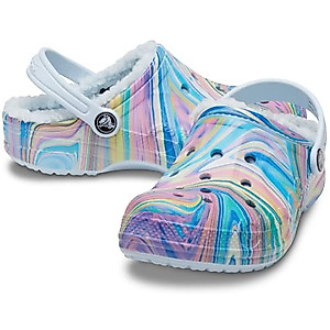 Crocs Baya Lined Clogs, Fuzzy Slippers for Kids and Toddlers, Rainbow Swirl, 13 US Unisex Little