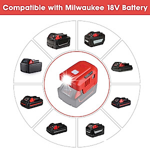 BTRUI for Milwaukee M18 USB Charger Adapter, for Milwaukee 150 Watt Powered Inverter, 18V DC to AC 110V 120V Converter with LED Light