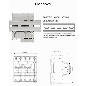 Elecnova 6-63A Miniature Circuit Breaker, 2Pole+N AC 63 Amp 230V, DIN-Rail Mounted MCB, Circuit Leakag, Overload, Short-Circuit Trip, 110V / 120V Available