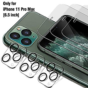 Ferilinso [6 Pack] 3 Pack Tempered Glass Screen Protector + 3 Pack Camera Lens Protector for iPhone 11 Pro Max (6.5''), HD Clarity 9H Glass Screen Protector