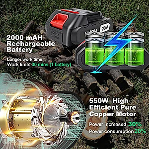 Tegatok Mini Chainsaw, 6-Inch Electric Chainsaw Cordless with 2000 mAH Battery and Charger, Power Battery Chain Saws, Portable One-Hand Rechargeable Handheld Chainsaw for Wood Cutting, Trimming