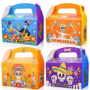 HOWAF 12pcs Dia De Los Muertos Party Treat Boxes, Day of the Dead Gift Boxes, Sugar Skull Candy Boxes Goodie Boxes for Dia De Los Muertos Halloween Party Supplies, Day of the Dead Party Gift Favors