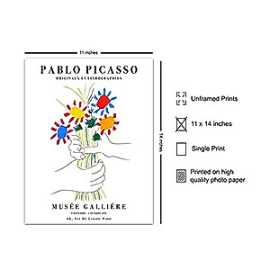 Pablo Picasso Wall Art & Decor - LARGE 11x14 - Pablo Picasso Poster Prints - Mid Century Modern Minimalist Abstract Aesthetic Room Decor - Gallery Wall Art - Bouquet of Peace - Flowers - Museum Poster