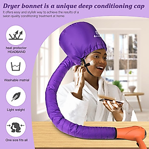 Bonnet Hood Hair Dryer Attachment - Soft, Adjustable Extra Large Bonnet Hair Dryer for Speeds Up Drying Time at Home, Easy to Use for Styling, Curling and Deep Conditioning (Purple)