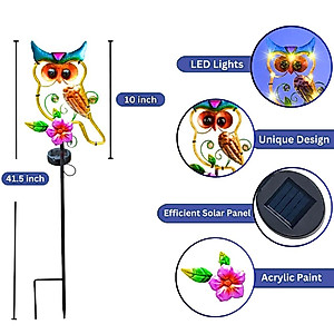 Siegaoo Owl Decorative Solar Light Garden Decor Landscape Path Lights for Outside Yard Patio 41.5" Waterproof Pathway Lawn Art Outdoor Figurine Light Solar Powered Garden Stakes Birthday Present Gift