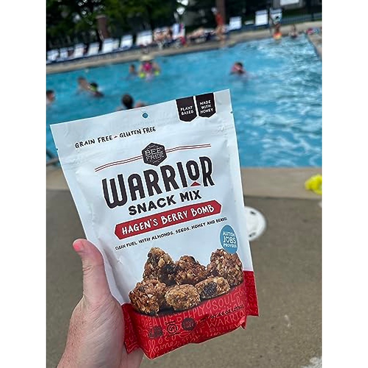 BeeFree Warrior Mix Gluten Free Granola - Soft Chunky Granola Bites | Paleo Granola, Low Carb, Grain Free, Preservative Free, Oat Free | Granola for Yogurt, Low Calorie Snacks | Hagen’s Berry Bomb, 9 Ounce Bag