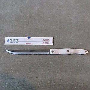 CUTCO Model 1729 Petite Carver with Double-D serrated blade and white (pearl) handle