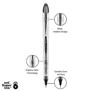 Uniball Vision Elite Rollerball Pens - 12 Pack (6 Black & 6 Blue Ballpens) - 0.8mm Bold Point Tip - Uni Super Ink Protects Against Water, Fraud, Fading - Ideal for Personal Use, School, Office, Home