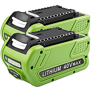 29472 40V 6.0Ah Battery Replacement for GreenWorks 40V Battery 29472 29462 29252 20202 22262 25312 25322 20642 22272 27062 21242 G-Max Cordless Power Tools (2 Packs 6000mAh)