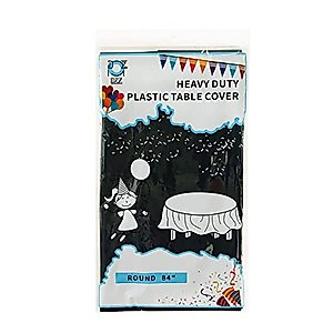 D&Z 12 Pack Black Plastic Tablecloth Table Cloth 84" Round Disposable Table Cover for Party Birthday Wedding Christmas Thanksgiving