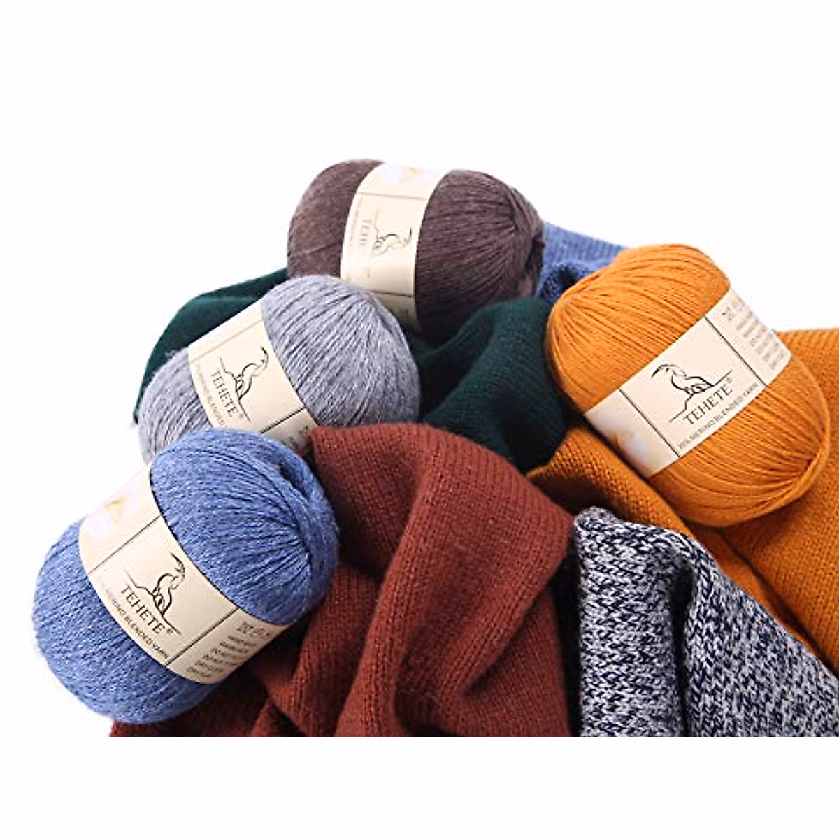 TEHETE Merino Wool Yarn for Knitting 3-Ply Soft Crochet Yarn