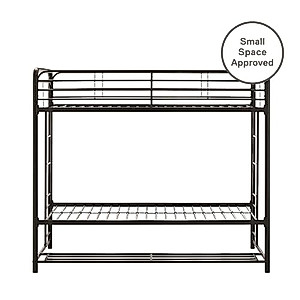 DHP Bonnie Metal Bunk Bed with Storage Drawers, Twin, Black