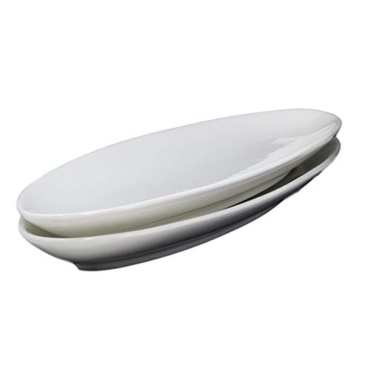 Ebros Kitchen Dining Modern Contemporary Sleek Design Natural White Porcelain Oval Plates Serving Platters Restaurant Supply Dishwasher And Microwave Safe Serveware (2, 16"Long)