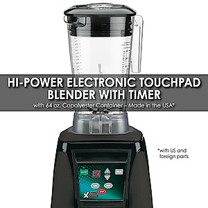 Waring Commercial MX1100XTX 3.5 HP Blender with Electronic Keypad, Pulse Function, 30 SecondCountdown Timer and a 64 oz. BPA Free Container, 120V, 5-15 Phase Plug,Black