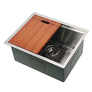 Homtone 22x18 Inch Workstation Kitchen Sink Undermount, Stainless Steel 10" Deep Single Bowl Sink, Workstation Sink with Accessories