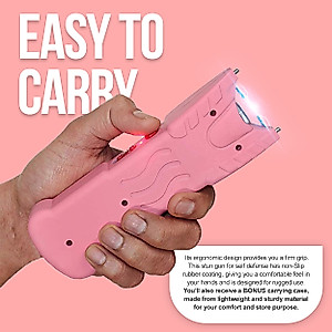 Avenger Defense Stun Gun for Self Defense with LED Flashlight Protection Device (ADS-80P)- (Baby Pink)