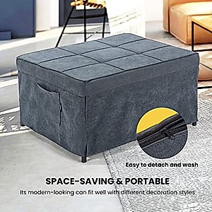 VIVOHOME Folding Sofa Bed with Pillow, 4 in 1 Multi-Function Ottoman Guest Sleeper with Adjustable Backrest, Blue/Gray