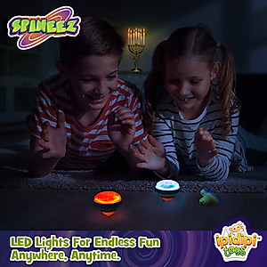 Light Up Spinning Tops for Kids, Set of 12, UFO Spin Toys with Flashing LED Lights, Fun Birthday Party Favors, Goodie Bag Fillers, Birthday Supplies for Boys and Girls