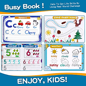 Preschool Learning Activities Educational Workbook, Handwriting Practice Book for Kids, Christmas Birthday Presents for 3 4 5 Year Old Boys Girl Toys for Kids, Montessori Busy Book Tracing Book Toys