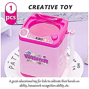 Toyvian Mini Makeup Brush Cleaner Plastic Electric Washing Machine Automatic Dollhouse Cosmetic Powder Puff Washer Device Sponge Cleaning Tool for Girls Ladies