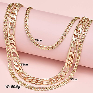 Denifery Punk Cuban Link Chain Choker Necklace Chunky Curb Chain Necklace Chic Layered Clavicle Necklace Hiphop Accessories for Women