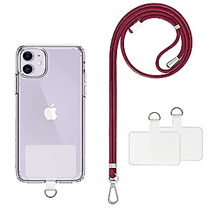 NITITOP Cell Phone Lanyard，Phone Strap，Lanyard with Adjustable Nylon Neck Strap for Crossbody Or Hanging Around The Neck with 2PC Patchs-Wine Red