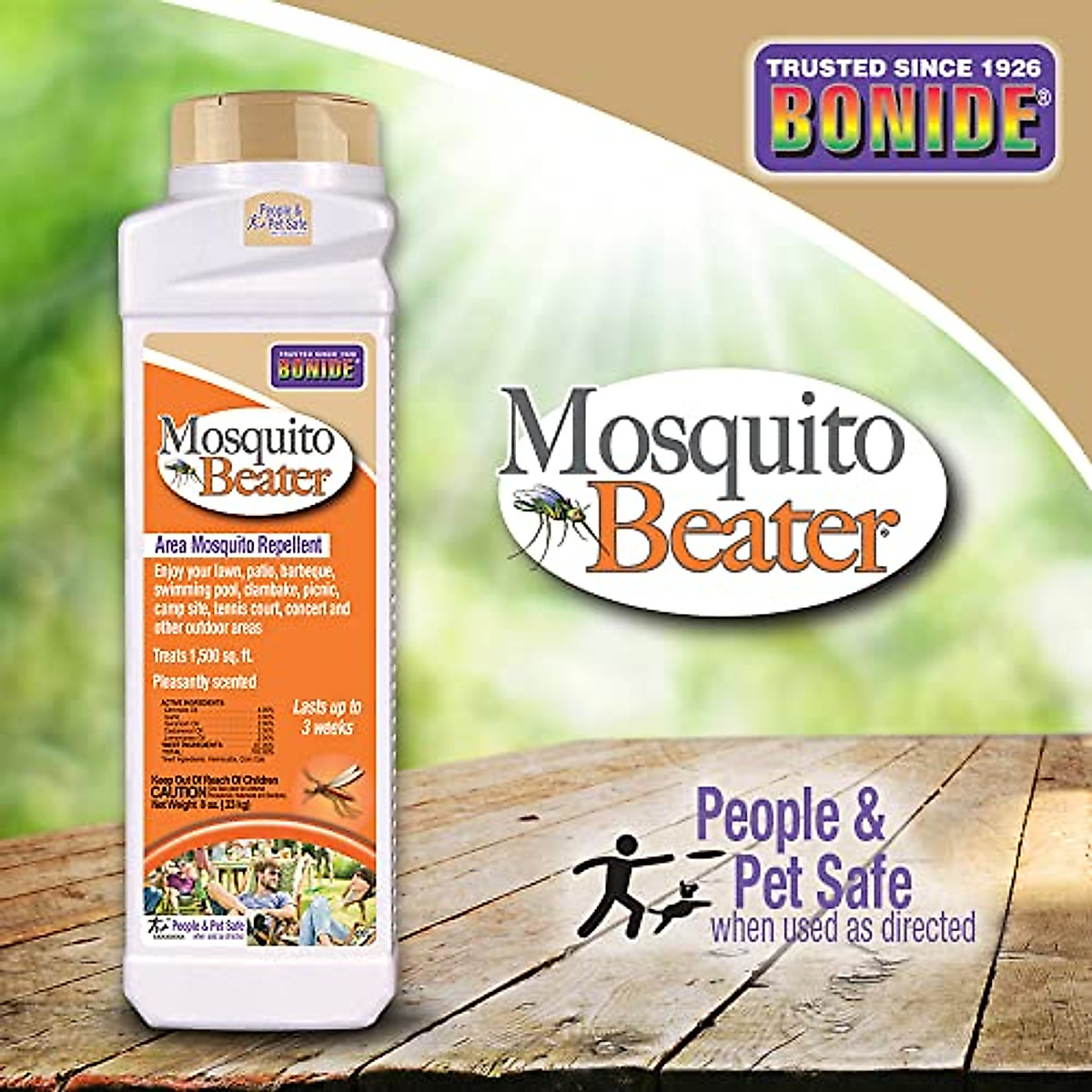 Bonide Mosquito Beater Granules, 8 oz Ready-to-Use Area Mosquito Repellent Pellets for Outdoors, People & Pet Safe