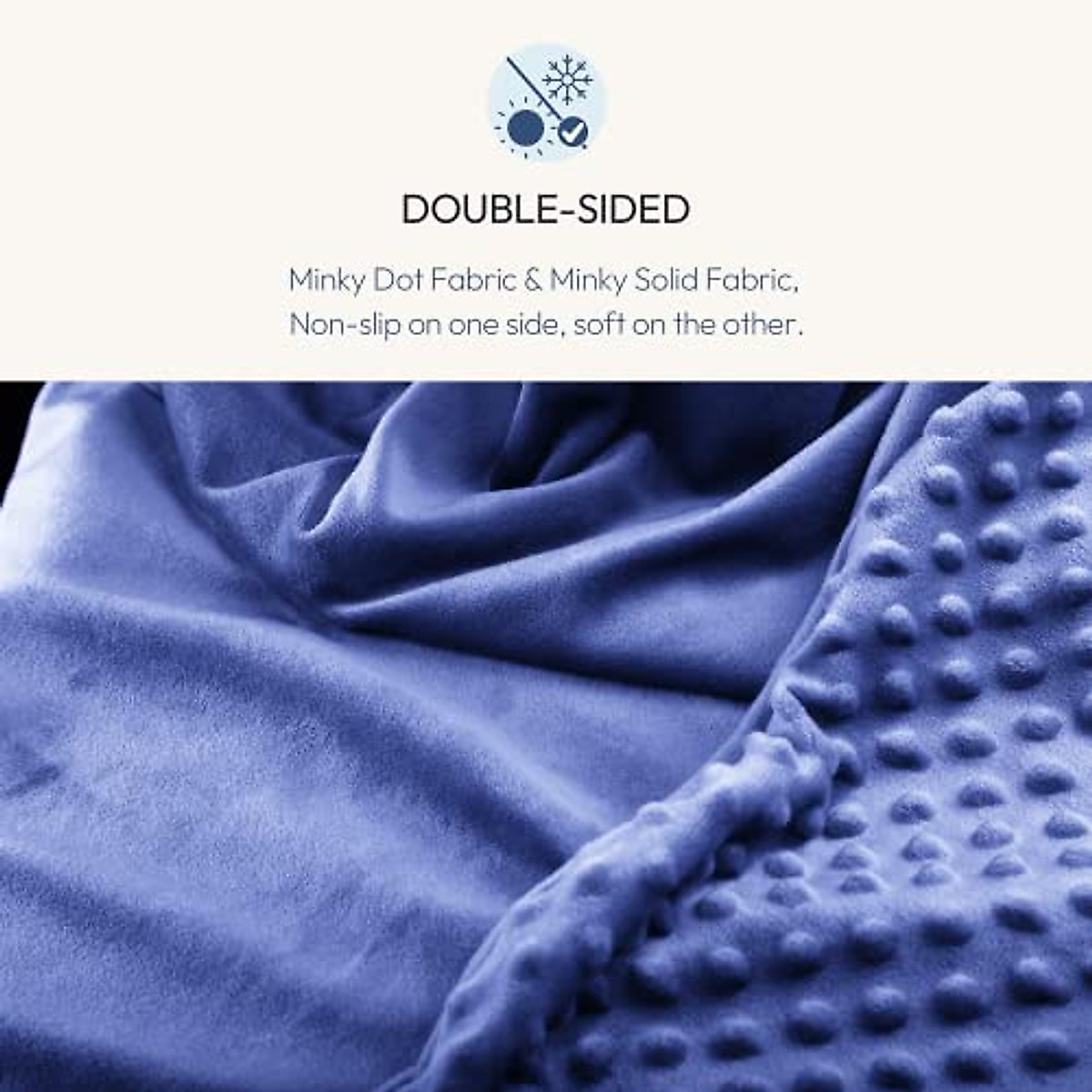 Aimon Weighted Blanket Cover (60"x80", Dark Blue, Queen Size, Side Zipper) Minky Duvet Cover, Super Soft Minky Dot, Removable Weighted Blanket Cover