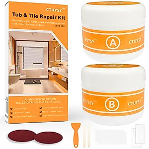 CTUYSY Porcelain Sink Repair kit White, Enamel, Porcelain, Fiberglass, Ceramic Sink, Tub Tile Toilet Shower Kit,Porcelain Sink and Acrylic Bathtub Repair Kit for Cracks Chips Dents Holes