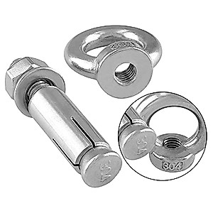 Augiimor 5PCS M6 x 60mm Ring Lifting Expansion Eyebolt Bolt Screw, 304 Stainless Steel Wall Concrete Brick Anchor Bolt