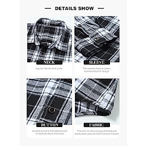 JMIERR Mens Flannel Shirt Fall Fashion 2024 Long Sleeve Casual Button Down Cotton Plaid Dress Shirts, US 40(M), Black