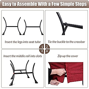 MEETWARM Modern Cotton Fabric Lazy Chair, Accent Contemporary Lounge Chair, Upholstered Single Leisure Sofa Chair with a Side Pocket, Armrests and Thick Padded Back for Living Room Bedroom (Red)