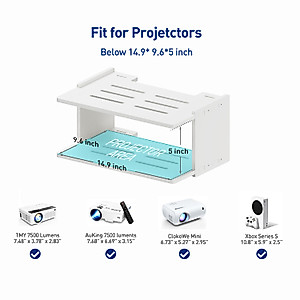 AREAJD Projector Wall Mount Shelf - Floating Shelf with Holder, White