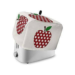 Red Apples Toaster Cover, 2 Slice Toaster Cover Simple Polka Dots Apples Kitchen Small Appliance Covers, Dust and Machine Washable Bread Maker Cover (12w X 7.5d X 8h)