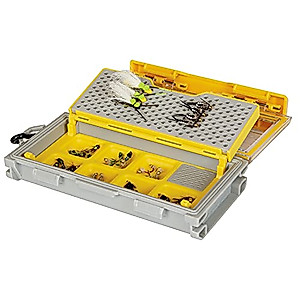 Plano Edge Micro Fly Storage Box, Gray and Yellow, Waterproof and Rust-Resistant Customizable Fishing Tackle Organization