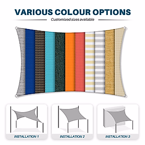 Coarbor 12'x14' Sun Shade Sail Outdoor Canopy Cover Rectangle Heavy Duty Shade Cloth for Backyard Yard Deck Patio Garden Outdoor, Beige