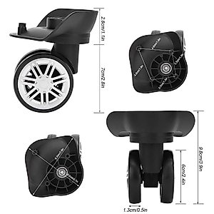Zerone Double Row Large Wheel,1Pair Outdoor Double Row Large Wheel Drawbar Box Code Case Suitcase Accessory