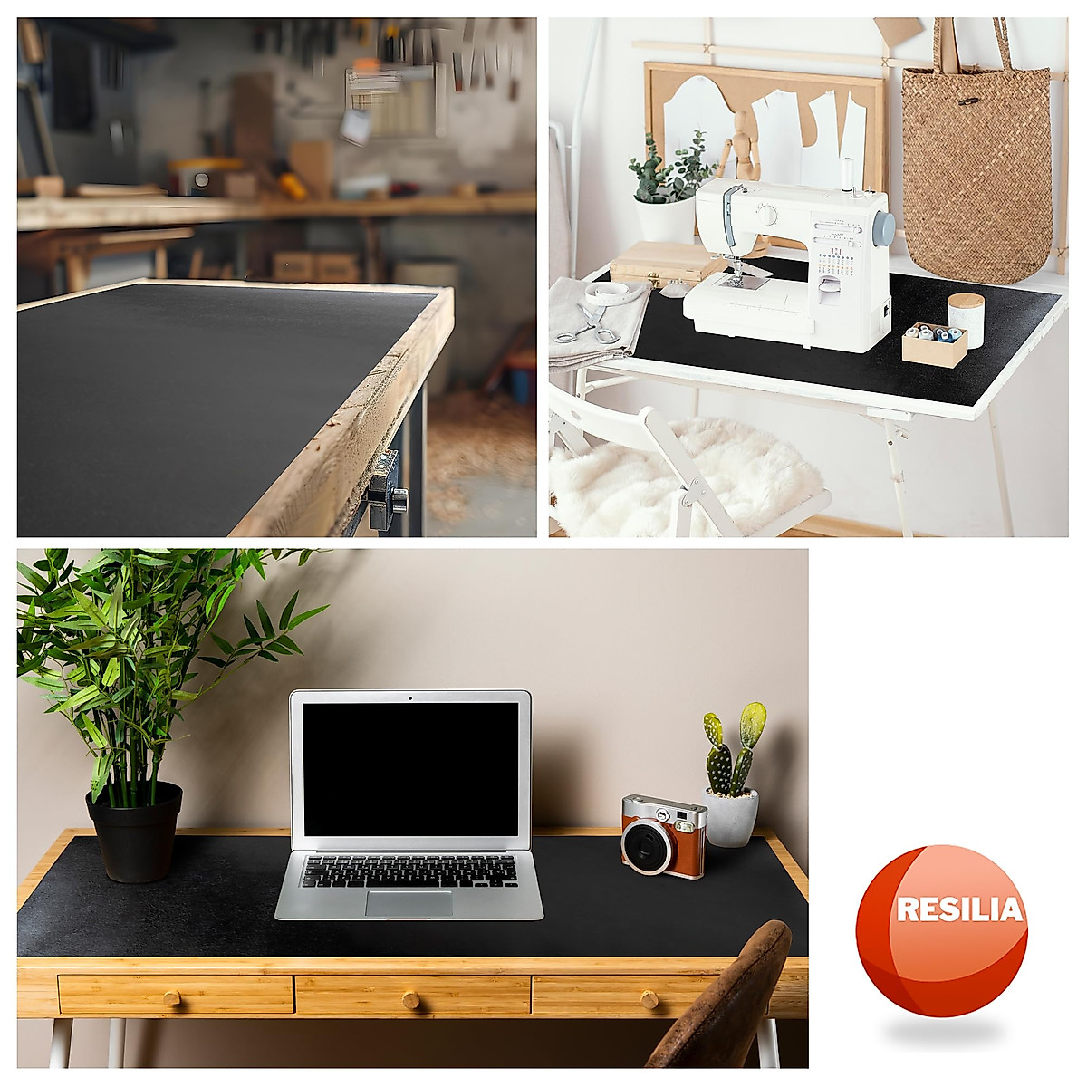 Resilia Work Bench Mat - 23.5" X 47.5", Scratch-Resistant PVC Mats - Protect Your Workbench, Table, or Tool Station from Painting, Woodworking, Crafting, Building, & More, Black