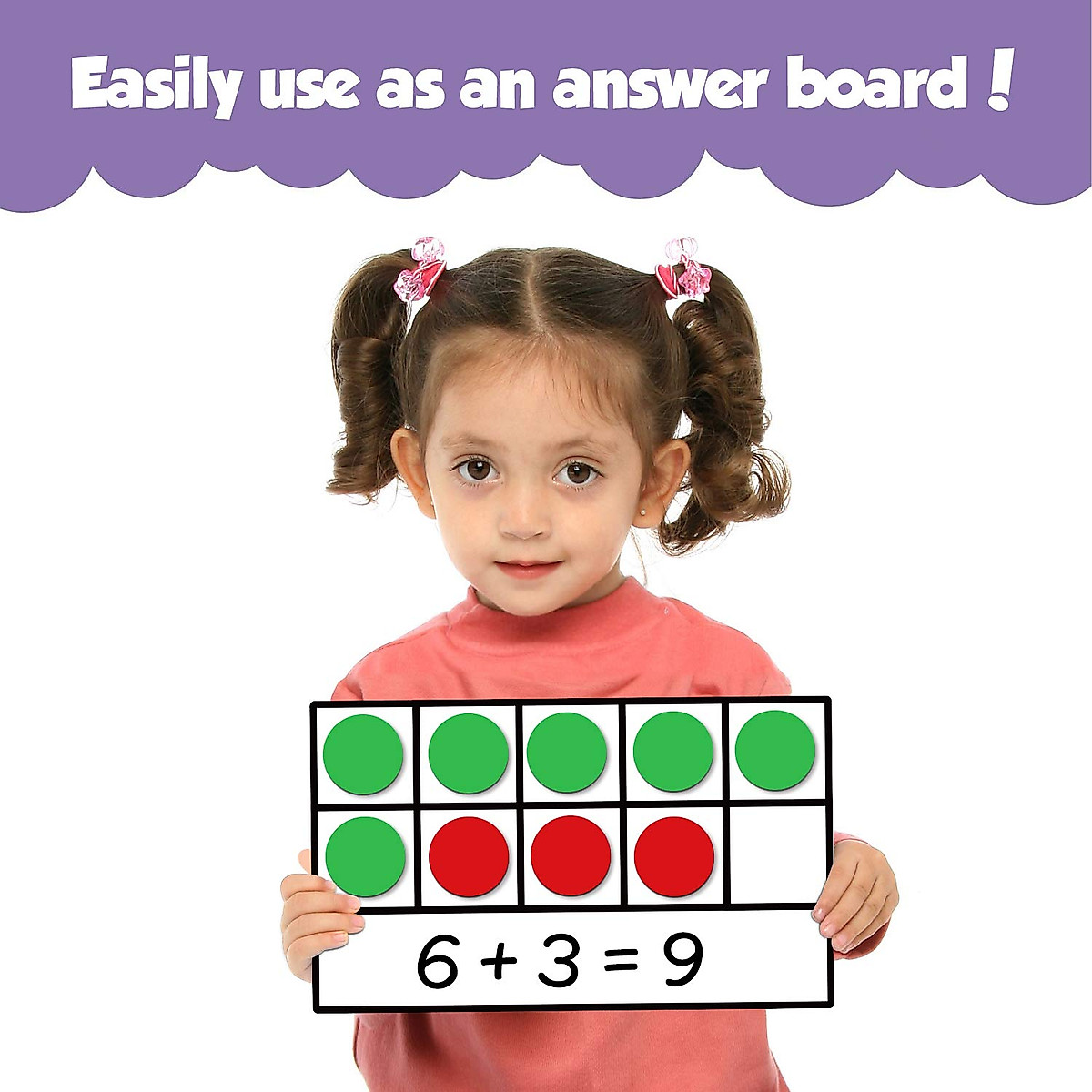 Torlam Magnetic Ten-Frame Set - Math Manipulative for Elementary - 5 Ten Frames & 55 Magnetic Math Counters for Kids, Math Games for Kindergarten (Upgraded Version for Hand-held & 2 Black Pens)