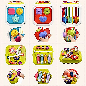 AiTuiTui Baby Toys 12-18 Months, Sensory Montessori Toys for 1 2 Year Old Boy Girl Gifts, 7 in 1 Multifunction Educational Toys with Shape Sorter, Stacking Blocks for Toddlers Birthday Gifts