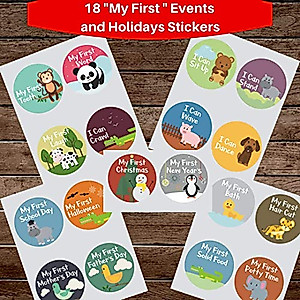 48 Pack 4" Baby Month Stickers and Milestone Stickers by Novarena - Track Your Baby's First Year Month-by-Month and Holidays Until 5 Years Old! Boys and Girls (48 Pack Stickers)