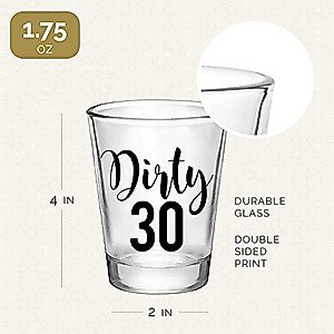 Dirty 30 Shot Glasses 30th Birthday Party Favors, Dirty Thirty Birthday Decorations for Her and Him, Reusable Drinking Cup, Set of 12 Party Favor Dirty 30 Birthday Gifts for Men or Women, 1.75 oz