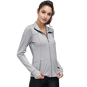 Dolcevida Womens Sports Jackets Zip Up Workout Yoga Jacket with Pockets