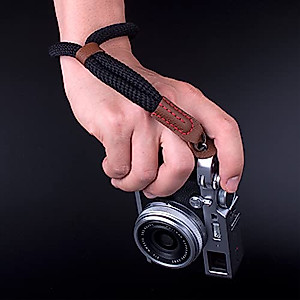 VKO Black Camera Hand Wrist Strap Compatible with Fujifilm X-T30 X-T4 X-T3 X-T20 X-T2 X70 X-Pro2 X-E3 X30 XQ2 X100F A6100 A6600 A6400 A6000 A6300 A6500 RXIR II Cameras Adjustable Safety Strap